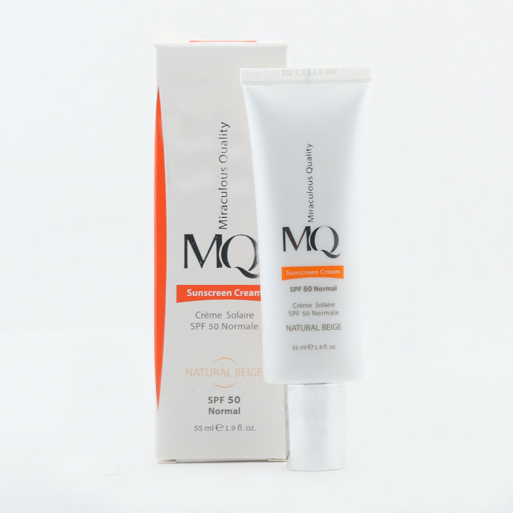 کرم ضدآفتاب فاقد چربی SPF50 ام کیو(رنگی روشن صورتی)